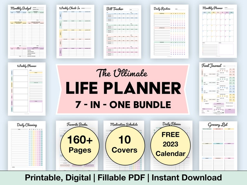Life Planner Bundle Printable Digital PDF Home Management - Etsy UK