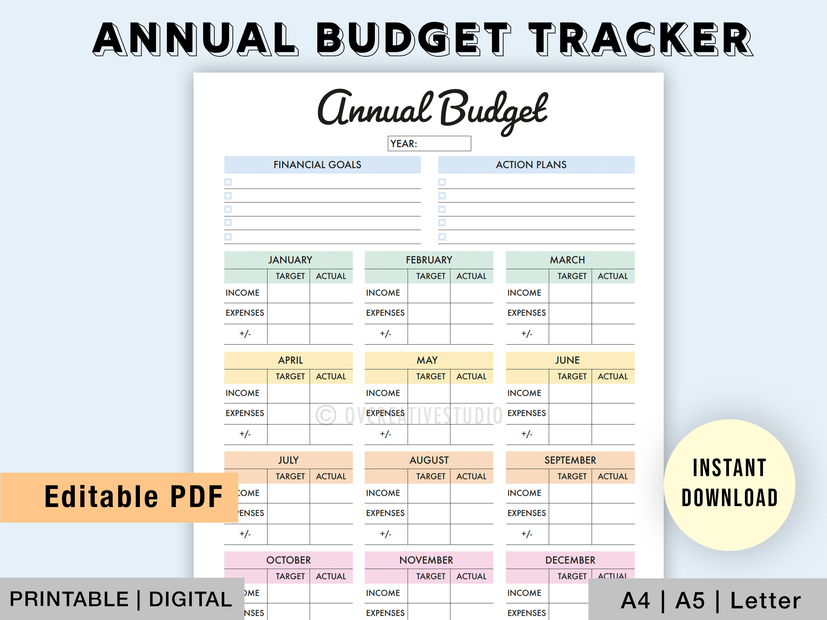 Editable Annual Budget Tracker Printable Annual Income and - Etsy Australia
