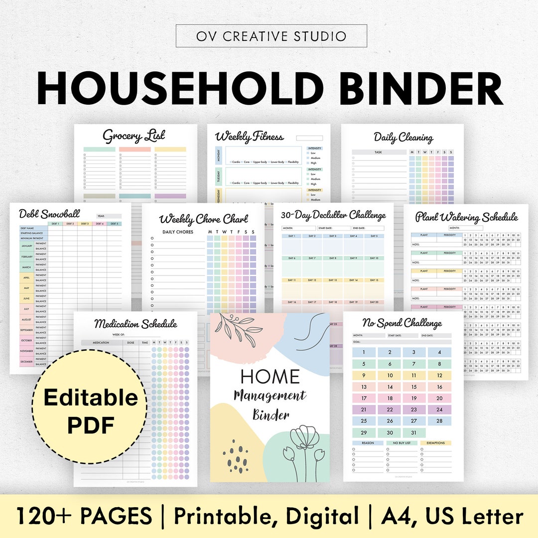 Home Management Binder Printable PDF, Household Planner, Productivity ...