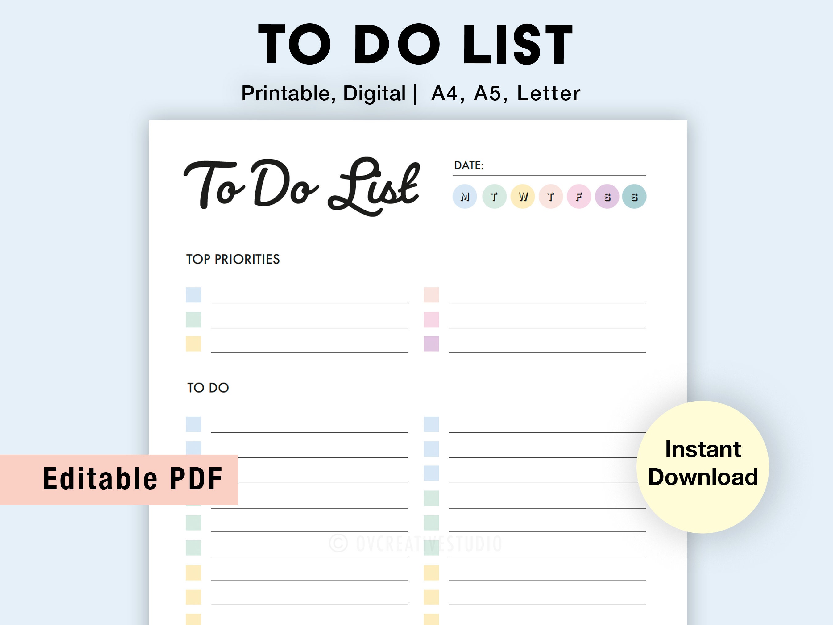 Editable to Do List to Do List Printable to Do List - Etsy UK