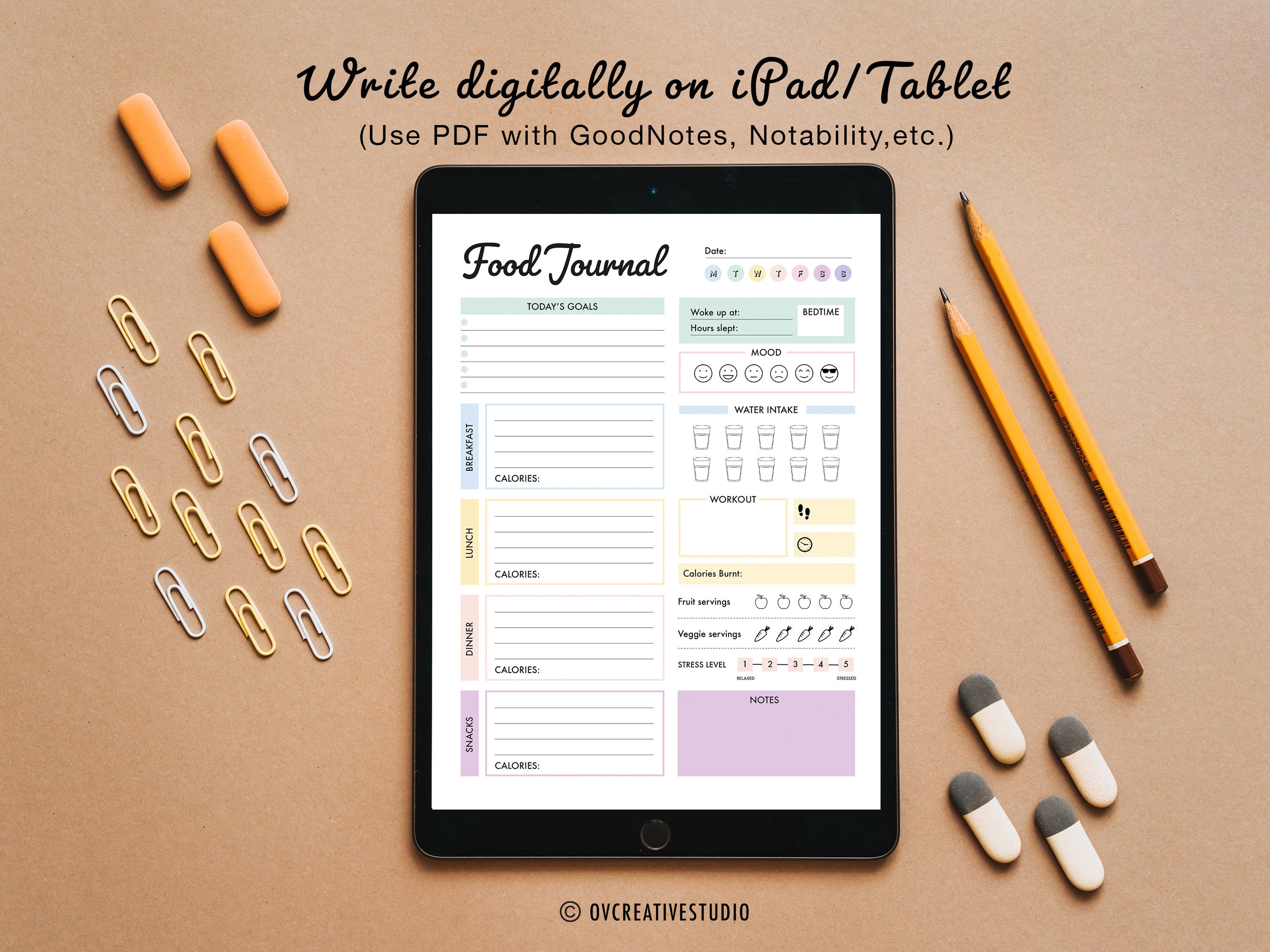 Editable Food Journal | Printable, Digital | Food Diary, Daily Food ...