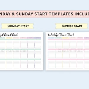 Editable Weekly Chore Chart for Multiple Kids | Printable, Digital ...