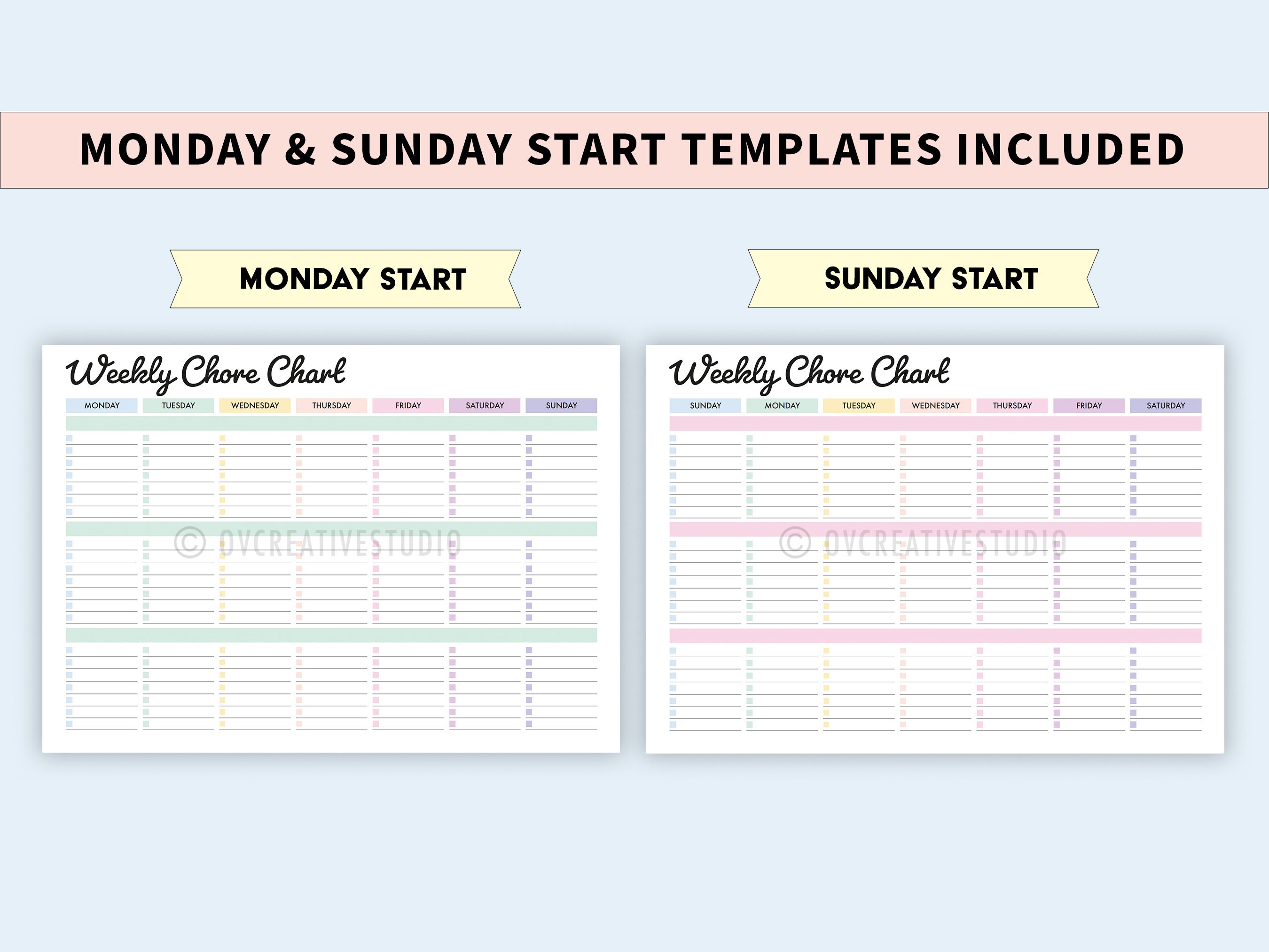 Editable Weekly Chore Chart for Multiple Kids | Printable, Digital ...