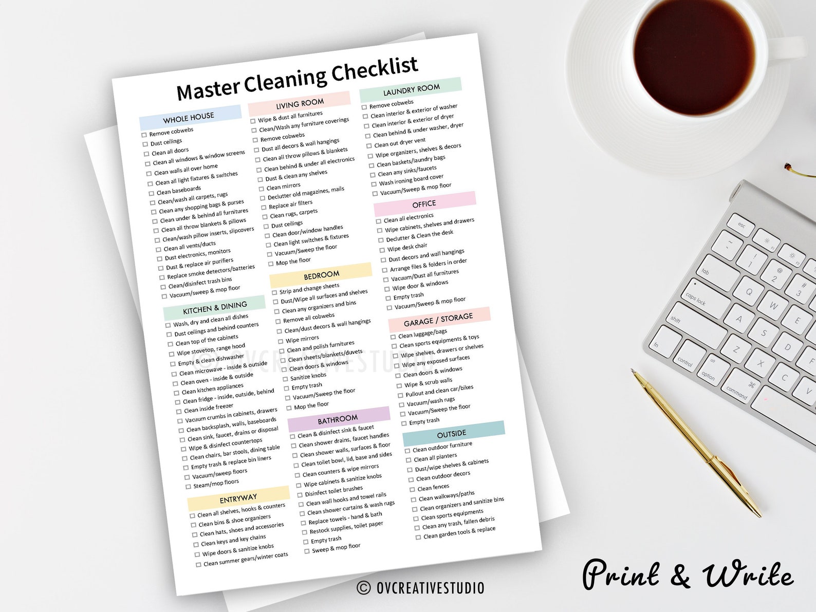 Editable Master Cleaning Checklist | Printable House Chore List ...