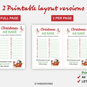 Christmas A - Z Race Game Printable | ABC Christmas Party Game ...