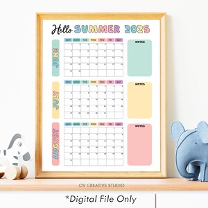 Summer Planner 2025 Kids Calendar Printable, Summer Bucket List, Summer ...
