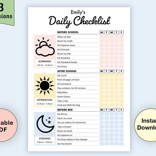 Play Routine Chart for Kids Things to Do Kids Kids Daily - Etsy