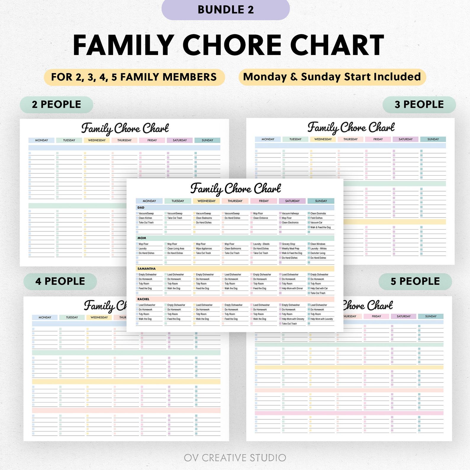 Editable Kids Chore Chart & Cleaning Schedule Bundle | Reward ...