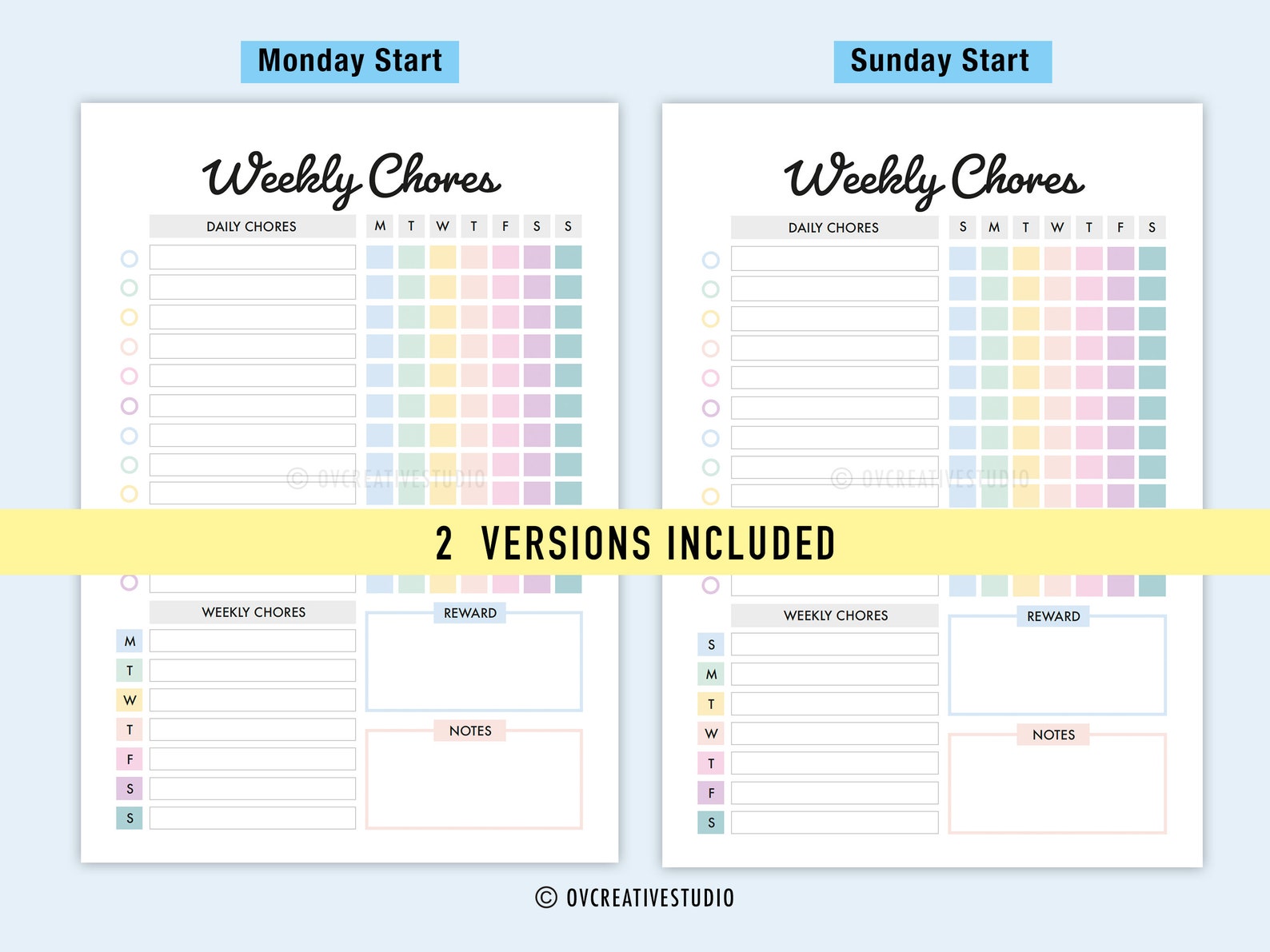 Editable Weekly Chore Chart for Kids Printable Kids Daily | Etsy