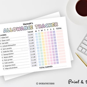 Editable Allowance Tracker Kids | Earn Money Chart | Daily Weekly ...