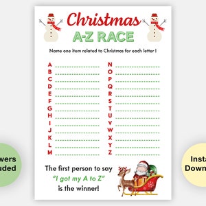 Christmas A - Z Race Game Printable | ABC Christmas Party Game ...
