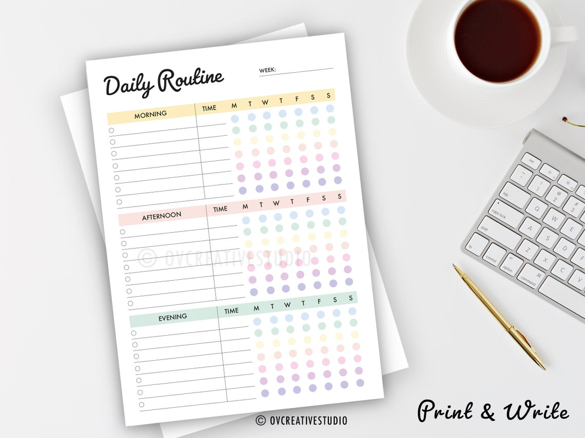 Editable Daily Routine | Printable | Daily Checklist | Morning Routine ...