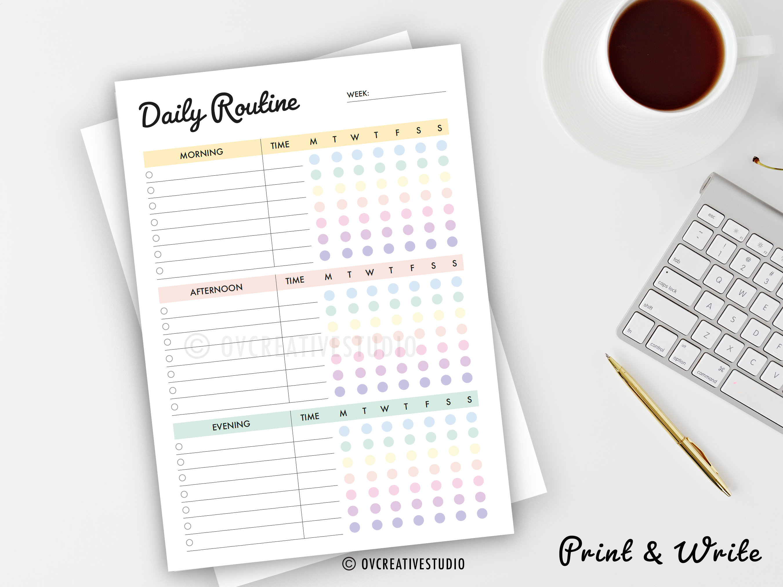 Editable Daily Routine Printable Daily Checklist Morning - Etsy