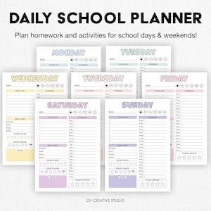 Editable School Planner for Kids 2025-2026, Printable, Digital PDF ...