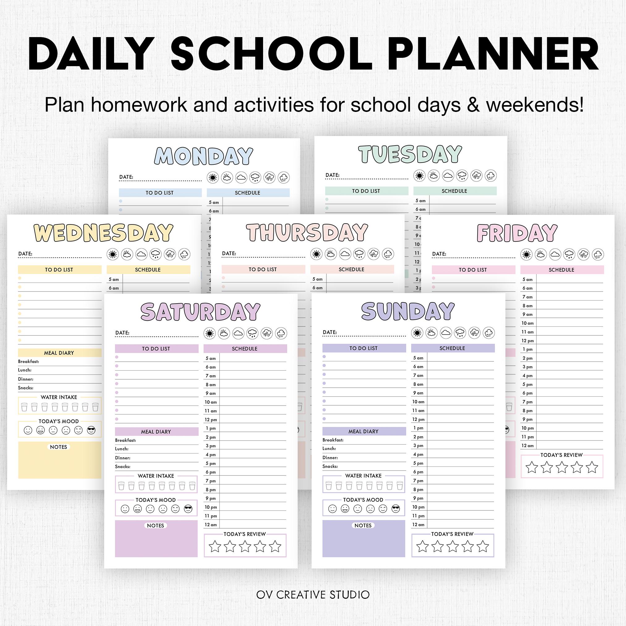 Editable School Planner for Kids 2025-2026, Printable, Digital PDF ...