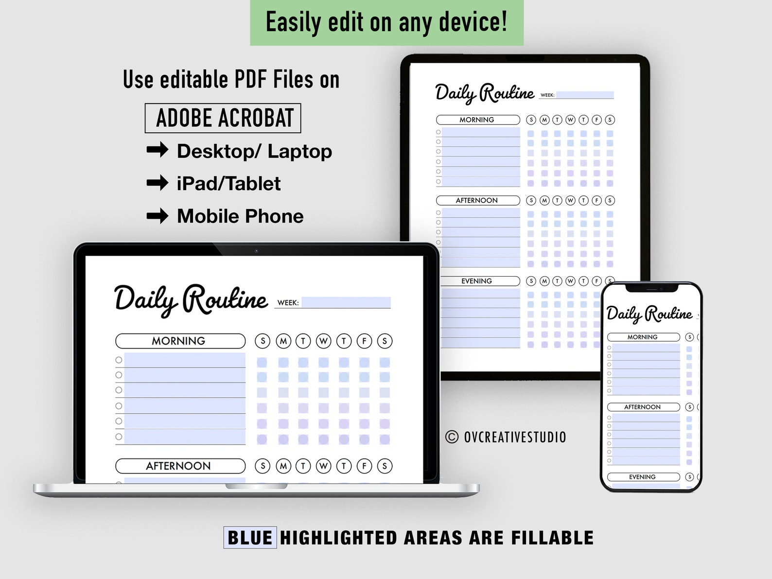 Editable Daily Routine | Printable | Daily Checklist | Morning Routine ...
