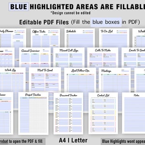 Editable Office Task Planner Bundle, Printable Work Schedule Planner ...