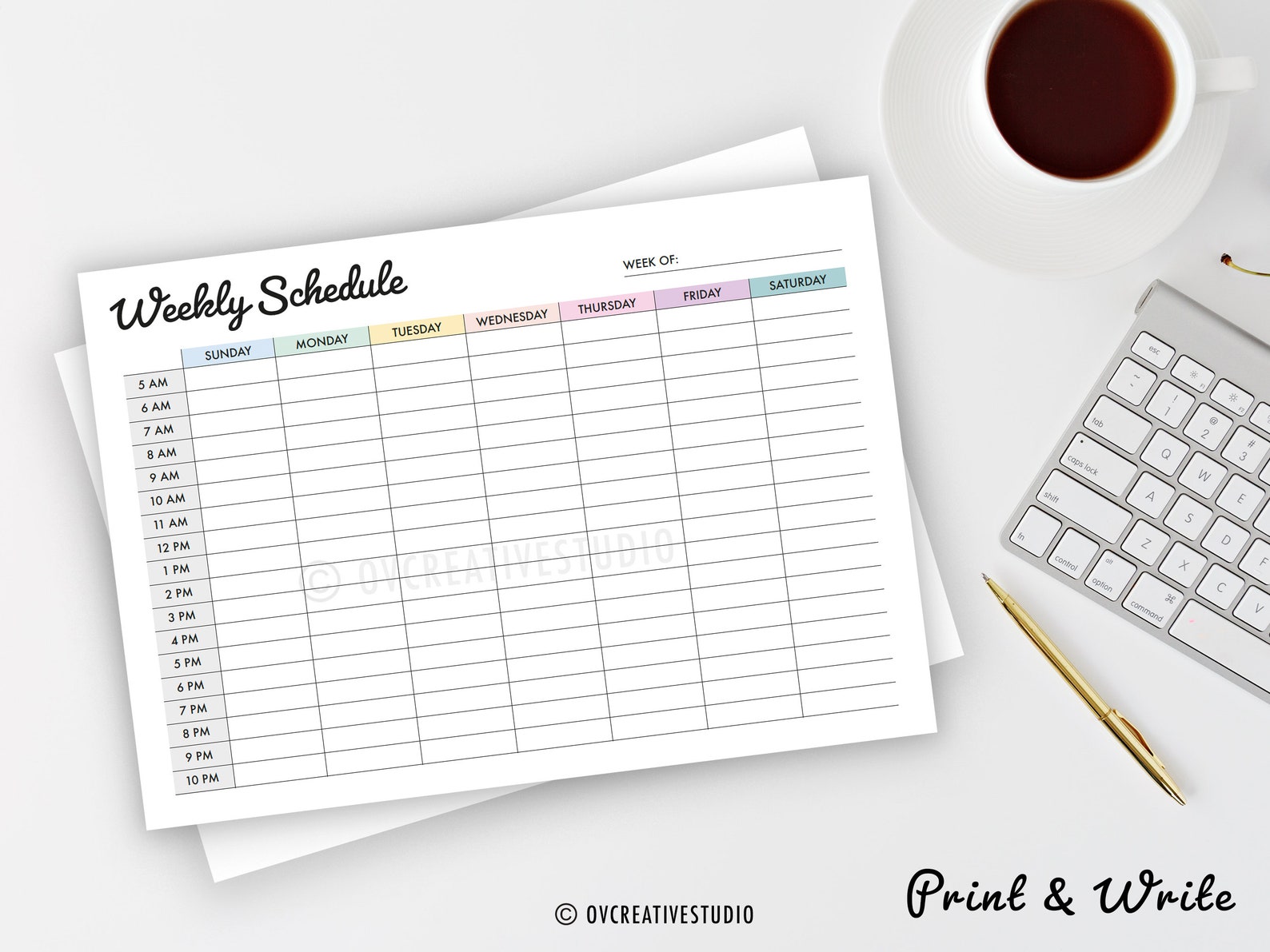 Editable Weekly Schedule Printable Weekly Planner Hourly - Etsy UK