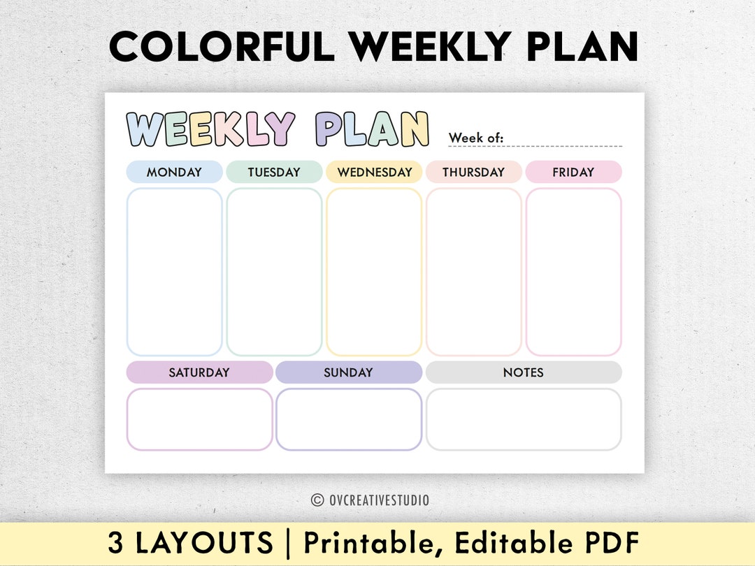 Editable Weekly Planner | Printable, Digital | Weekly Planner Organizer ...
