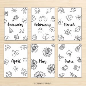 12 Month Title Pages for Bullet Journal | Printable, Digital | Monthly ...