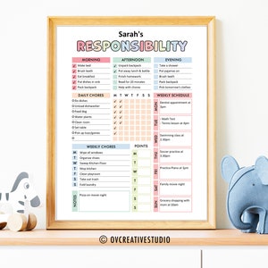 Editable Responsibility Chore Chart for Kids | Printable | Kids Daily ...