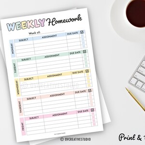 Editable Homework Planner | Printable, Digital | Student Planner ...