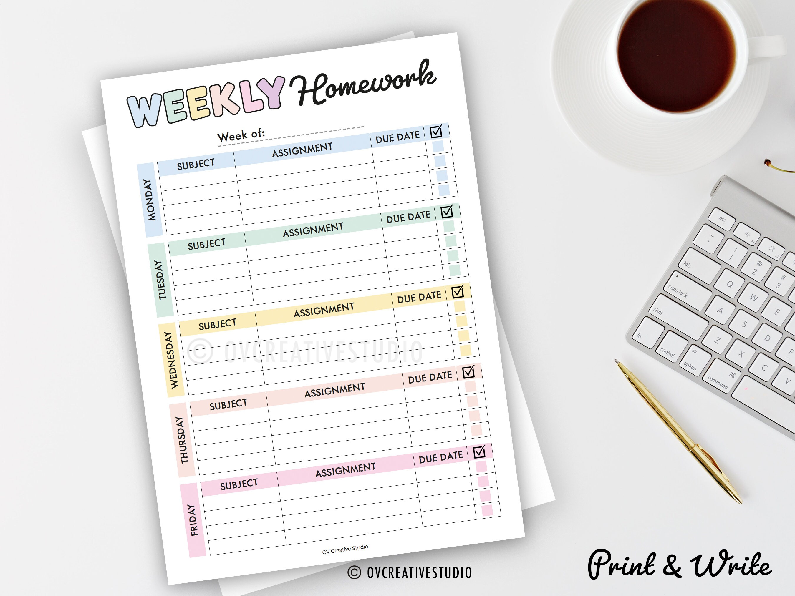 Editable Homework Planner | Printable, Digital | Student Planner ...