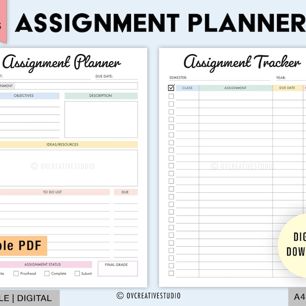 Assignment Planner - Etsy