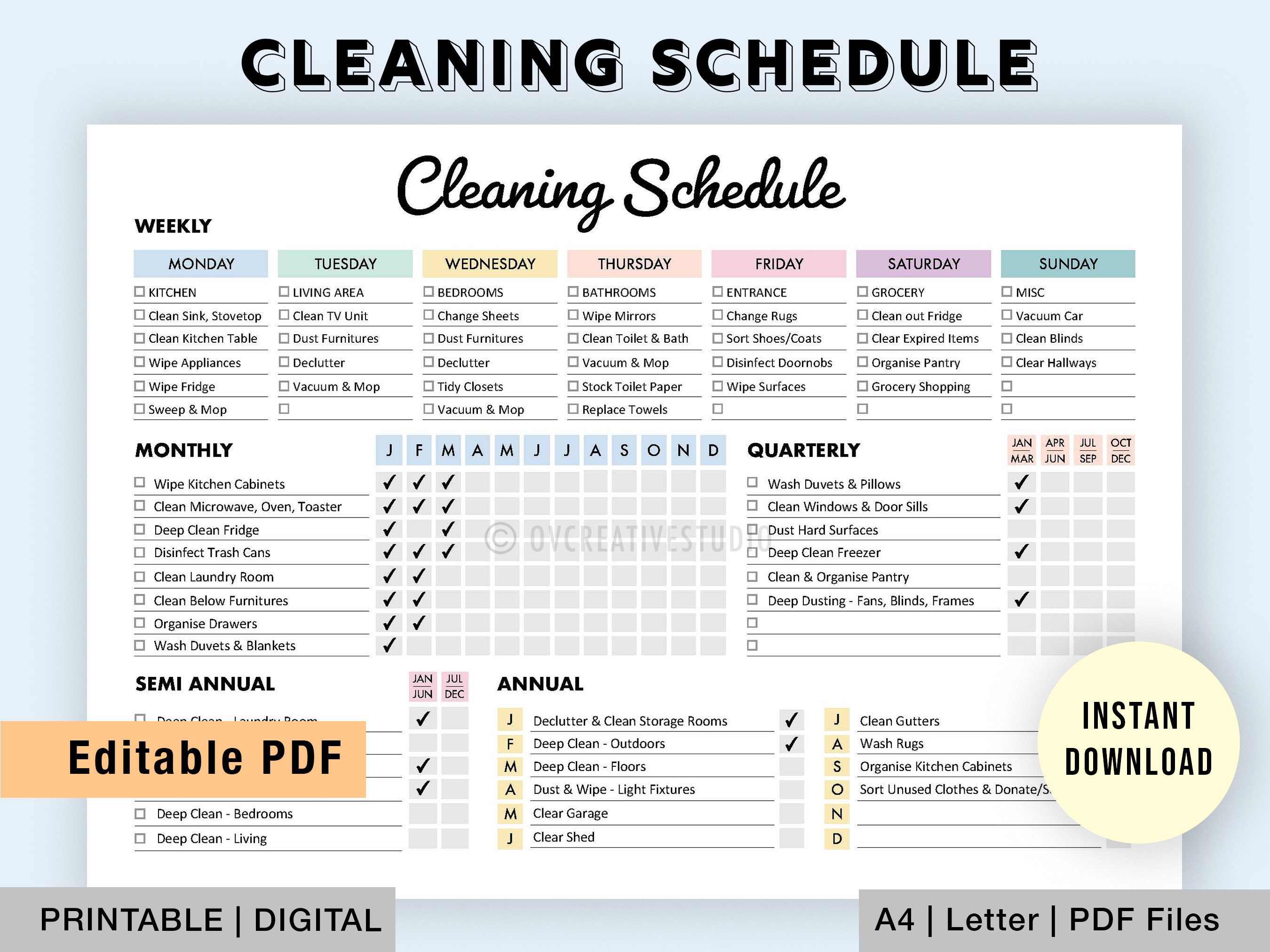 Editable Cleaning Schedule Printable Weekly Monthly - Etsy editable-cleaning-schedule-printable-weekly-monthly-etsy