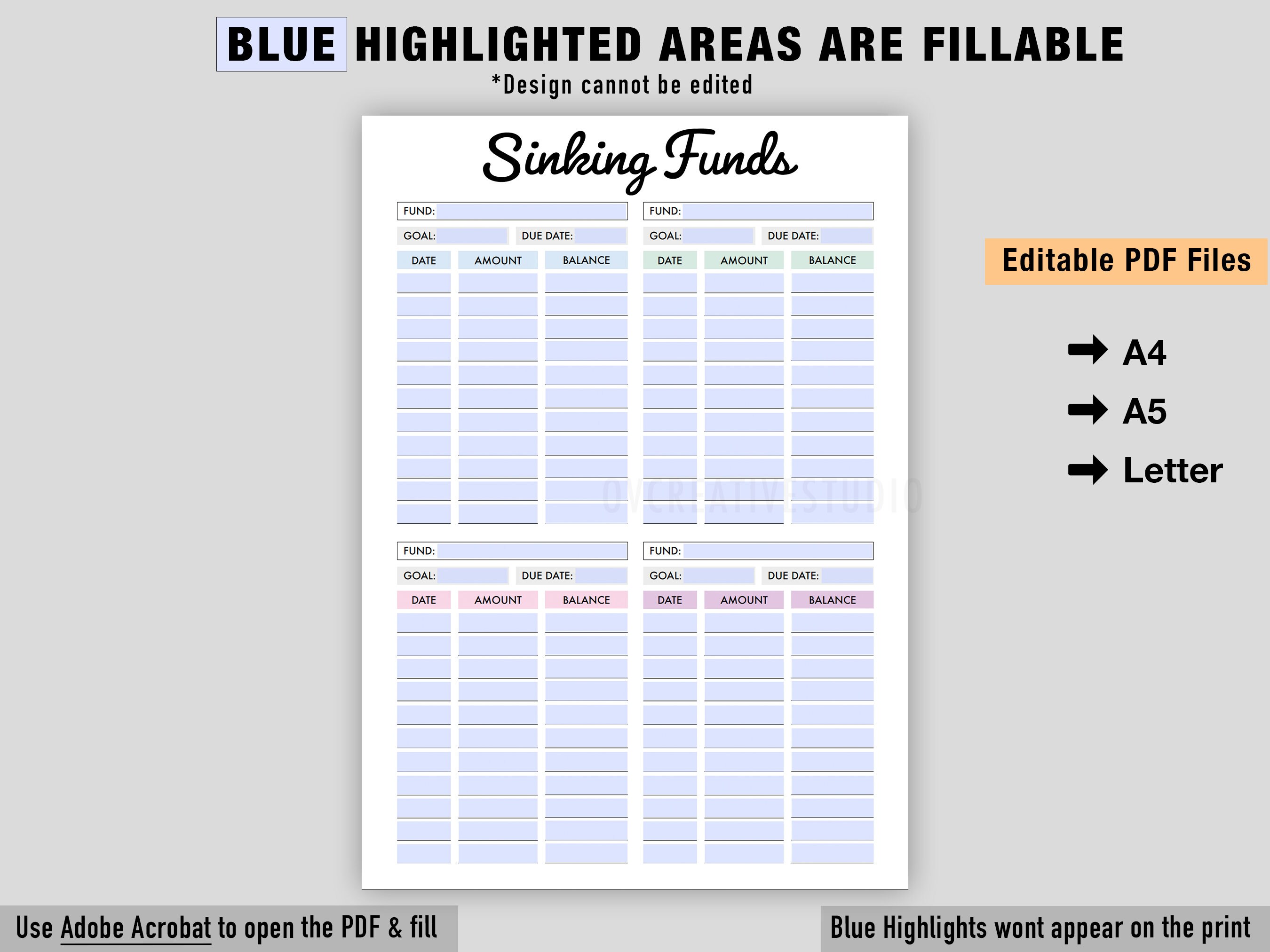 Editable Sinking Funds Tracker | Printable | Digital | Sinking Funds ...