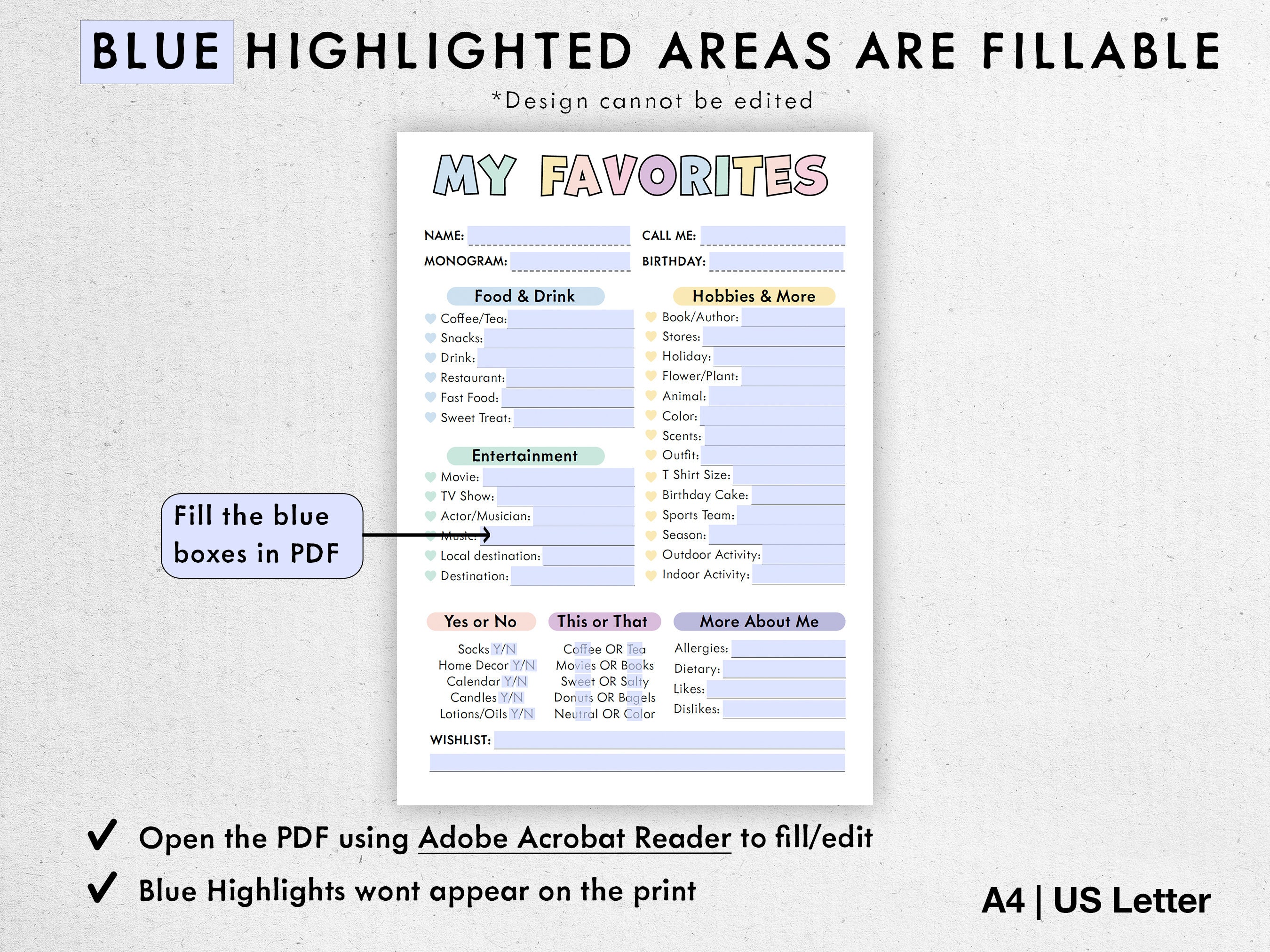 All About Me | Printable, Digital | Get to Know Me, Employee ...