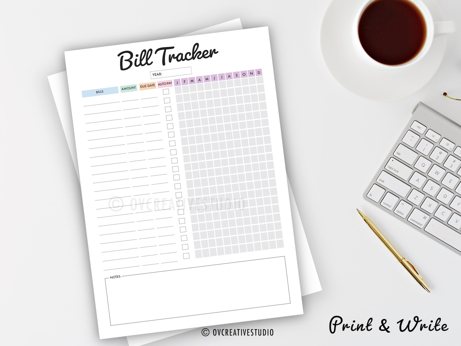 Editable Bill Tracker | Yearly Bill Tracker | Monthly Bill Tracker ...
