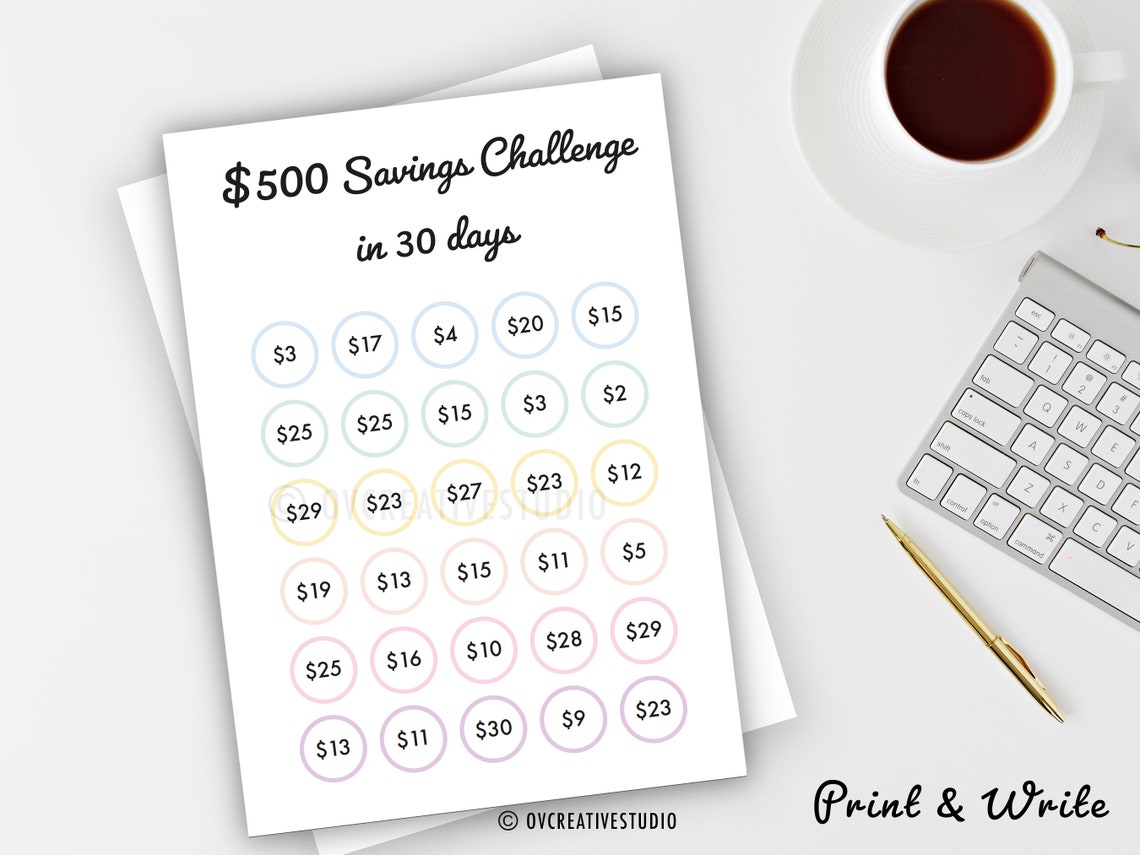500 Savings Challenge Printable Digital Savings Tracker - Etsy UK