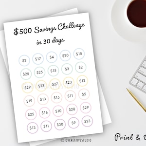 500 Savings Challenge | Printable, Digital | Savings Tracker | Money ...