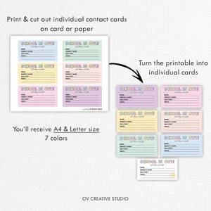 Editable Printable Summer Contact Cards, Kids Play Date Cards, Keep in ...