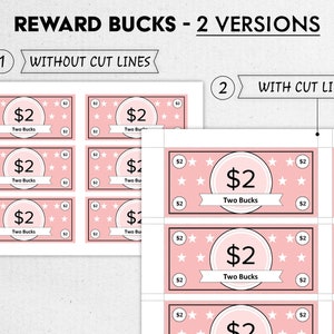Editable Kids Reward Bucks | Printable | Mom Bucks, PDF Reward System ...