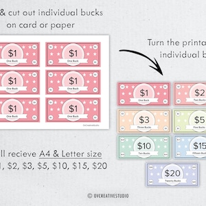 Editable Kids Reward Bucks | Printable | Mom Bucks, PDF Reward System ...