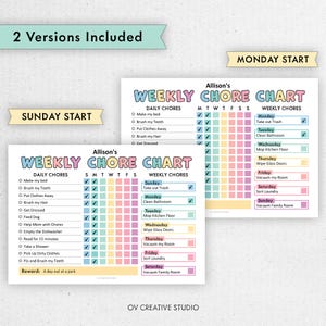 Editable Chore Chart for Kids | Printable | Kids Daily Weekly ...