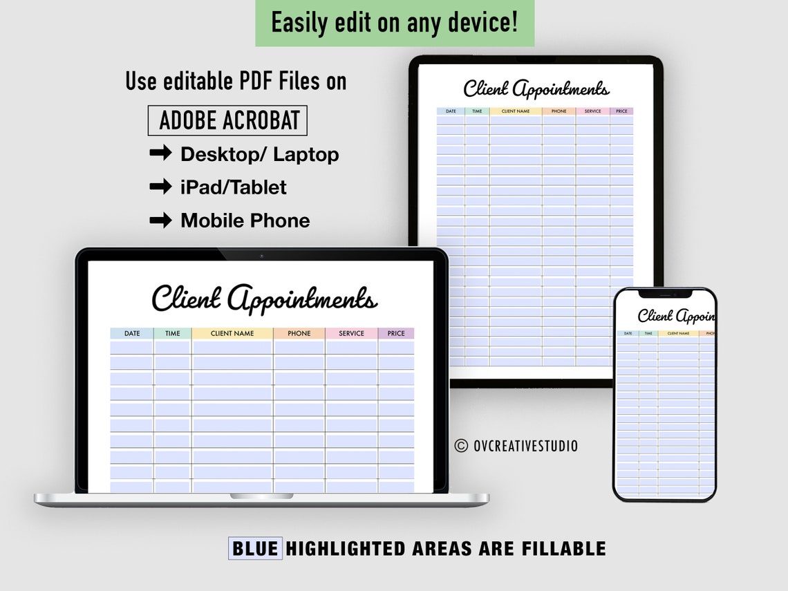 Editable Client Appointment Tracker Printable Client Tracker | Etsy
