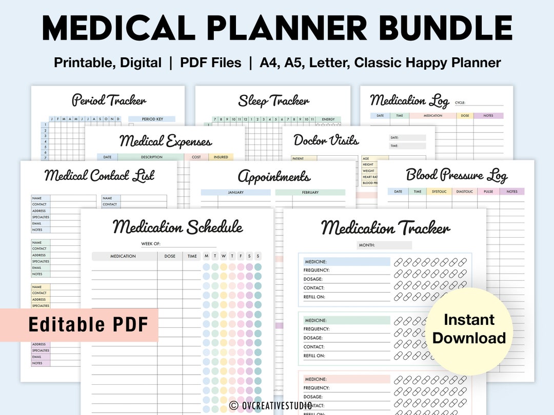 Medication Planner Bundle Printable Digital Medication - Etsy