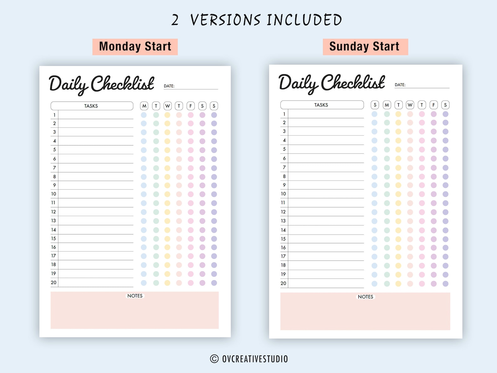 Editable Daily Checklist Printable Weekly to Do List - Etsy