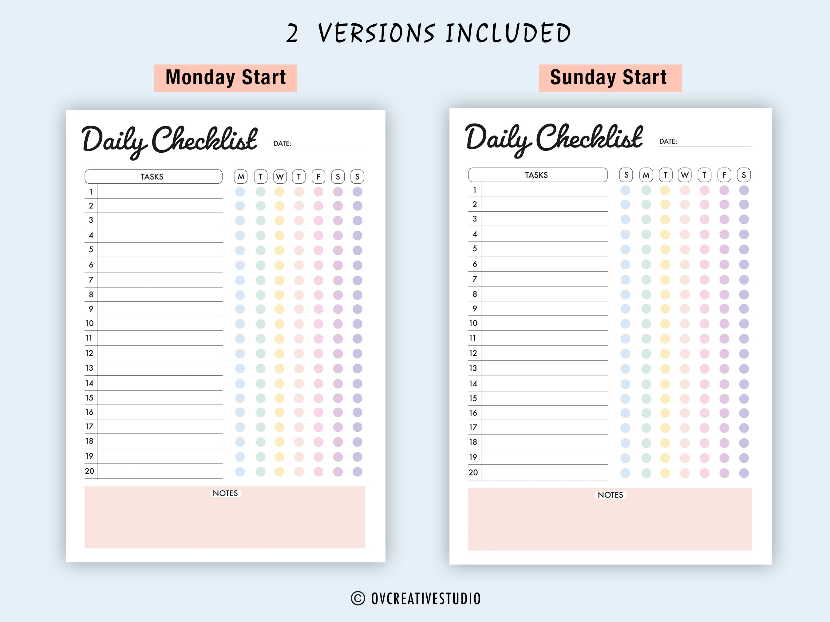 Editable Daily Checklist | Printable Weekly to Do List | Weekly ...