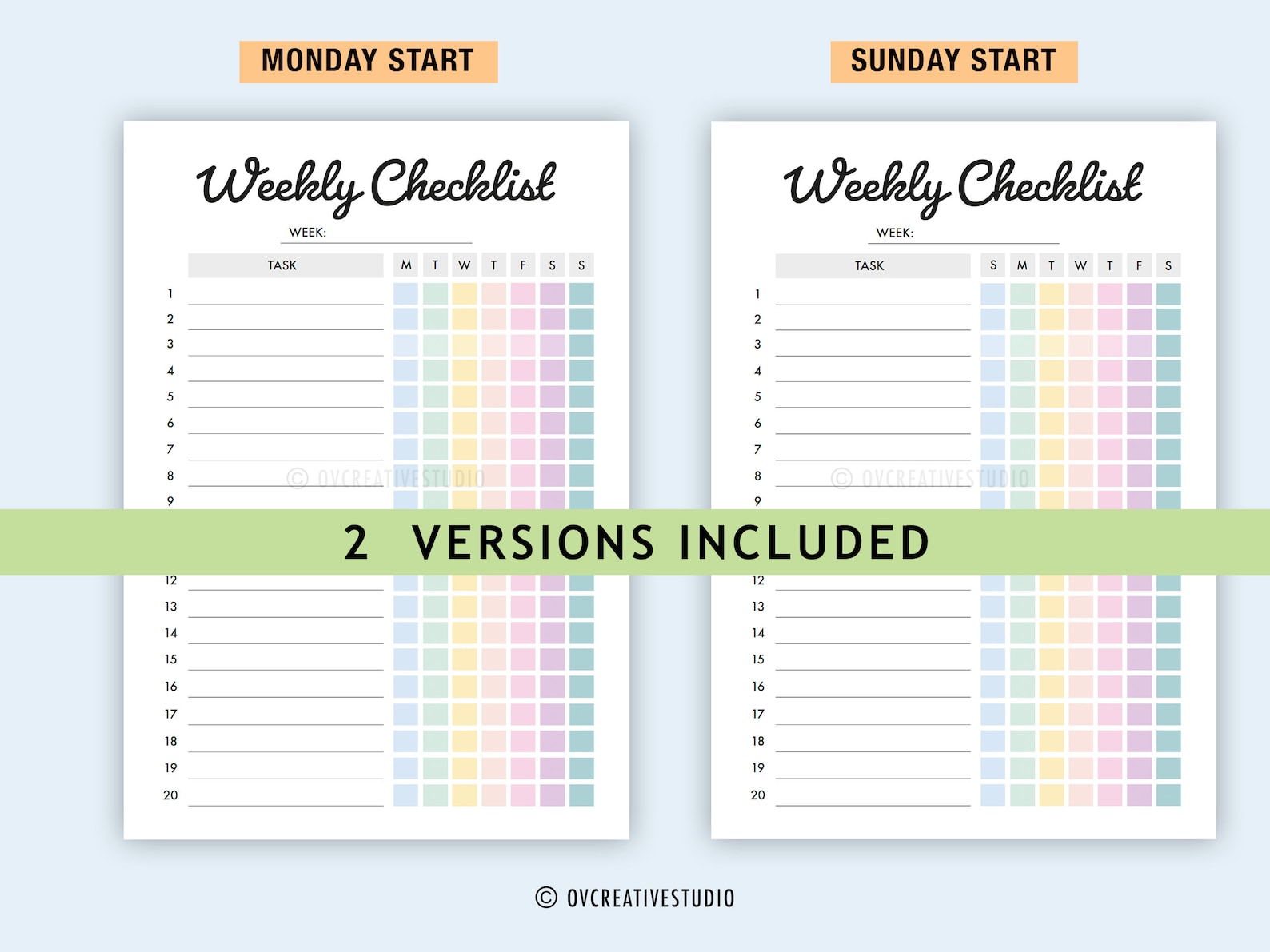 Editable Weekly Checklist | Printable Weekly to Do List | Daily ...