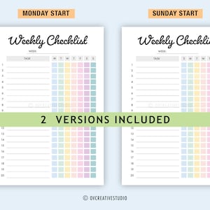 Editable Weekly Checklist | Printable Weekly to Do List | Daily ...
