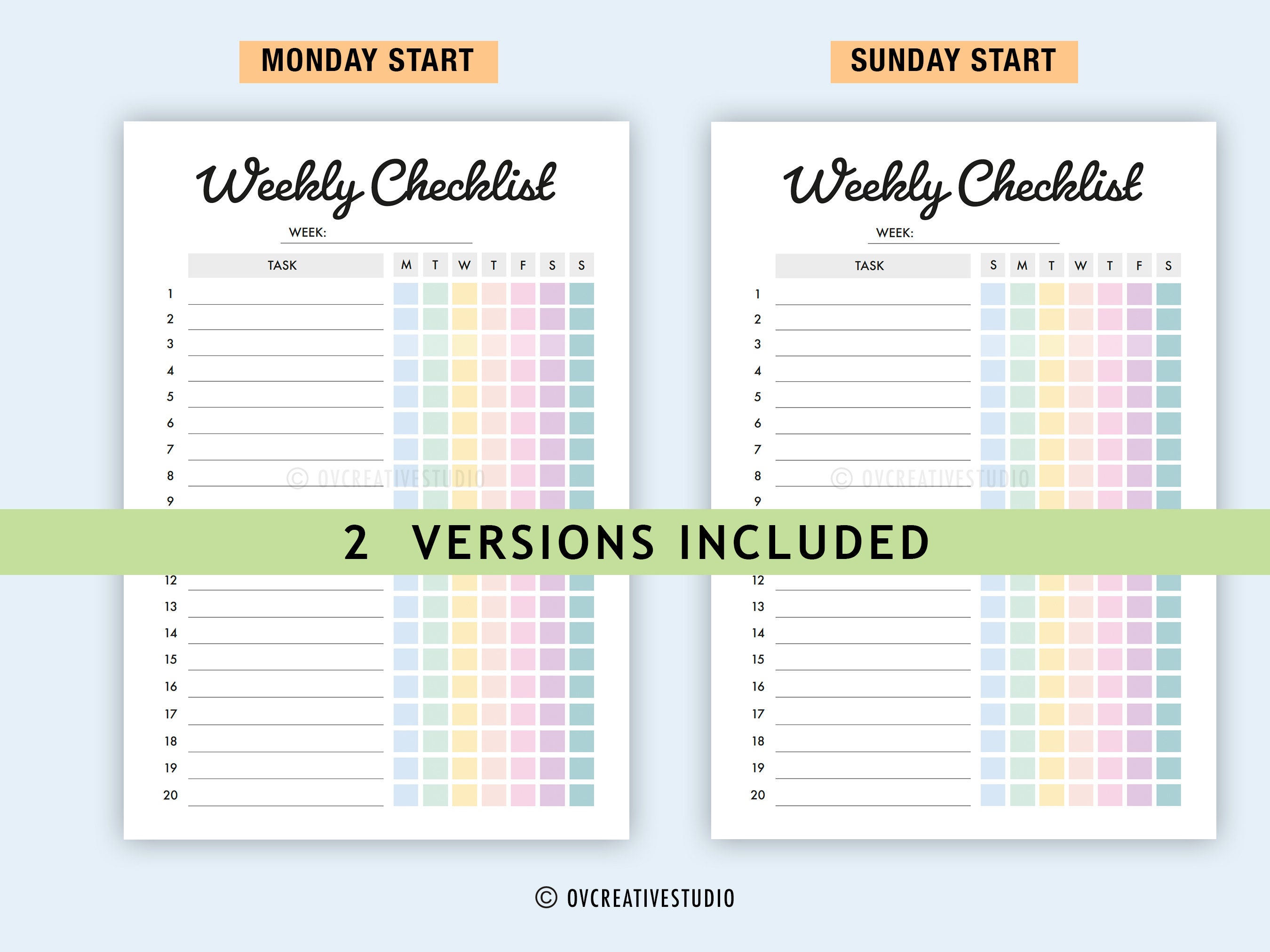 Editable Weekly Checklist Printable Weekly to Do List - Etsy UK