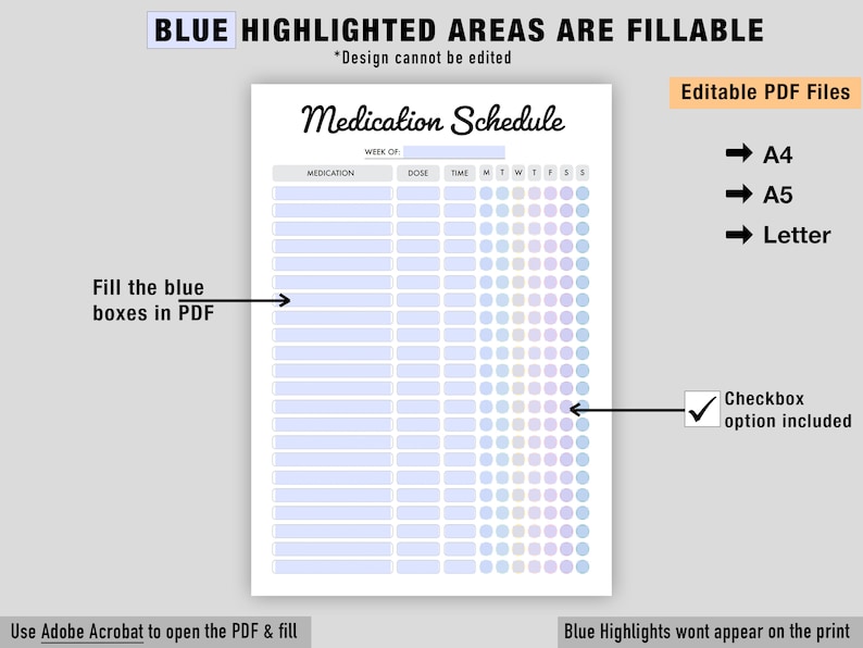 Editable Medication Schedule Printable Medicine Intake - Etsy UK