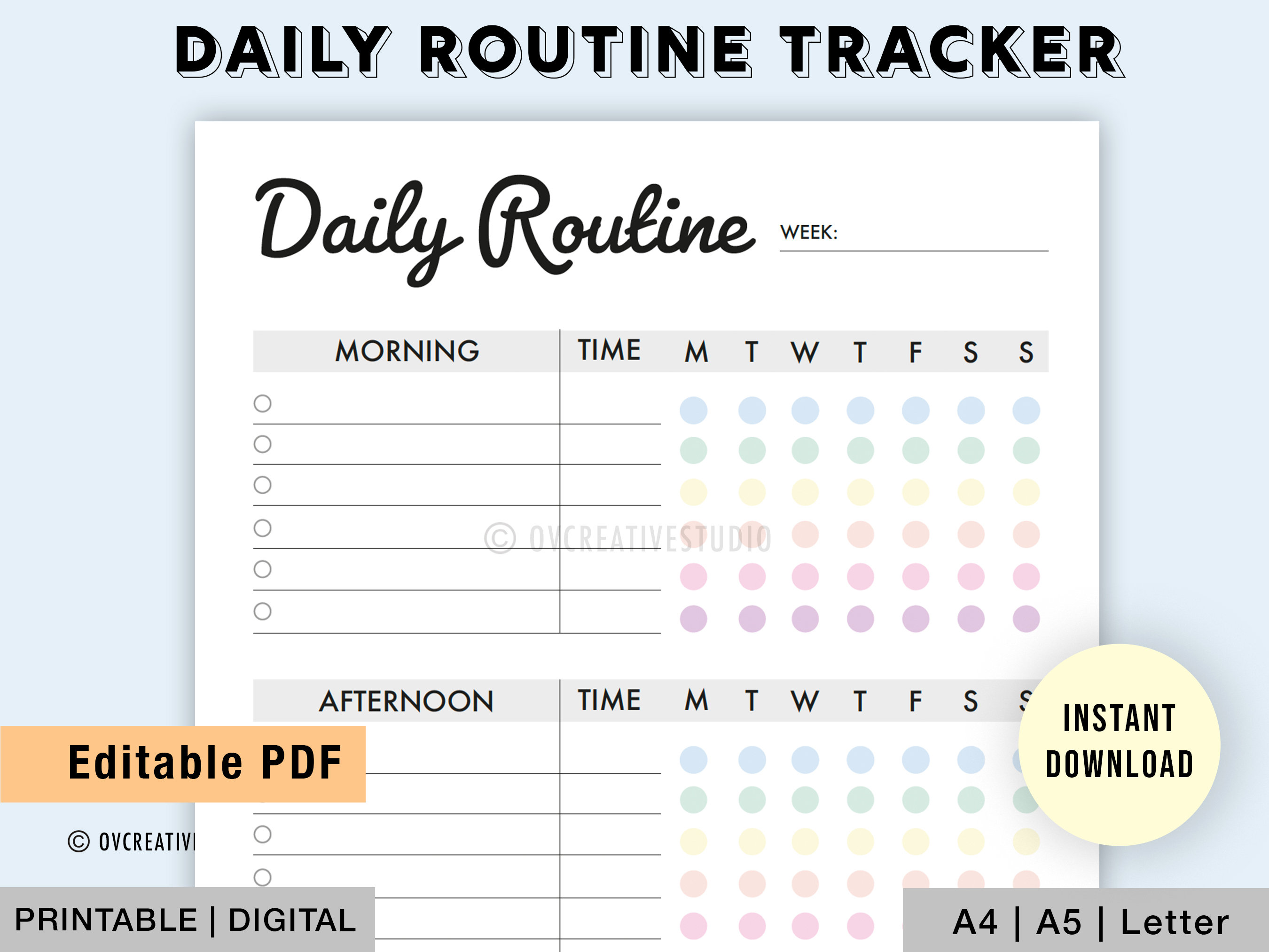 Editable Daily Routine Printable Daily Checklist Morning - Etsy UK