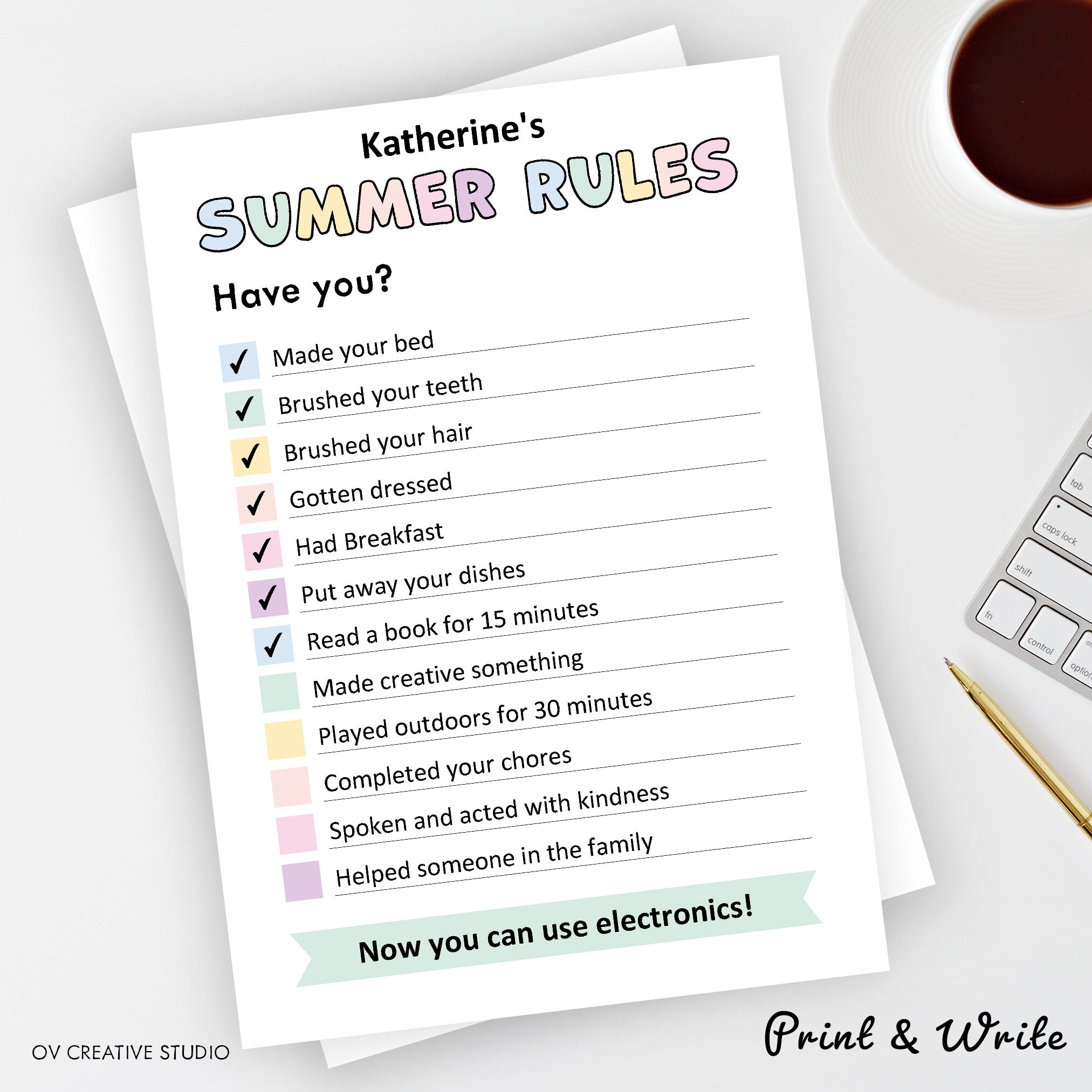 Editable Summer Rules for Kids | Printable Summer Rules | Summer ...