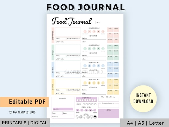 Hoja De Trabajo Del Diario De Alimentos