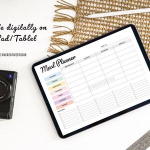 Editable Weekly Meal Planner, Grocery List | Printable, Digital | Meal ...